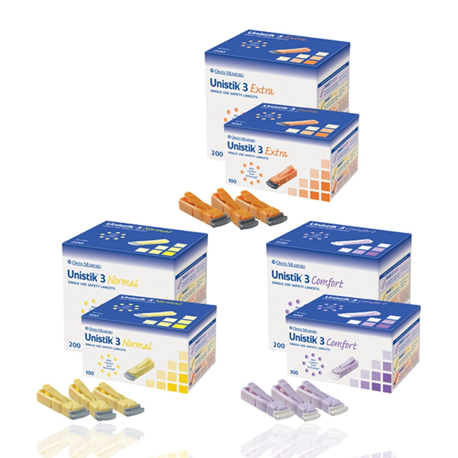 Unistik 3 Normal Lancets | Yellow | 23G | 1.8mm | Pack of 50