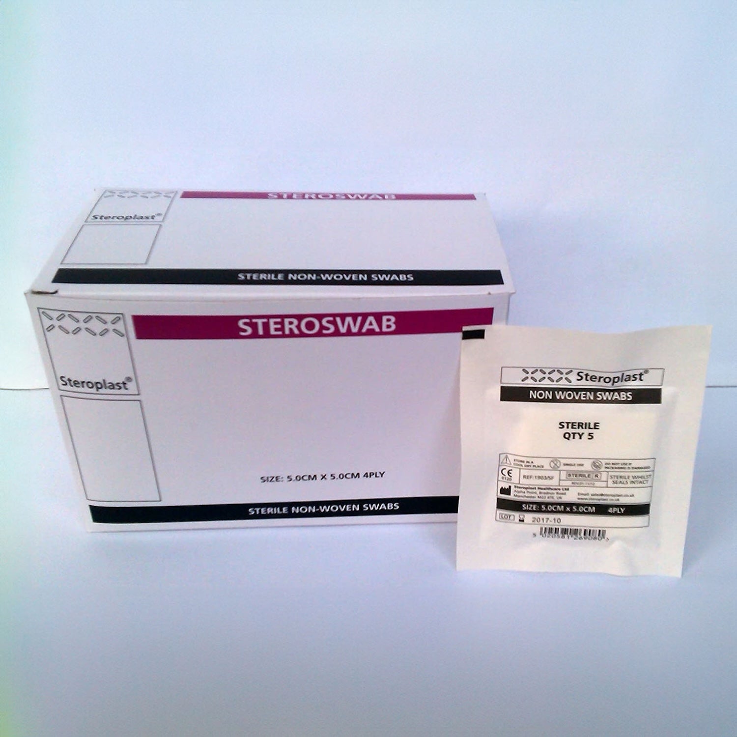 Steroplast Non-Woven Gause Swabs | 5 x 5cm | 4ply | Box of 25 Pouches
