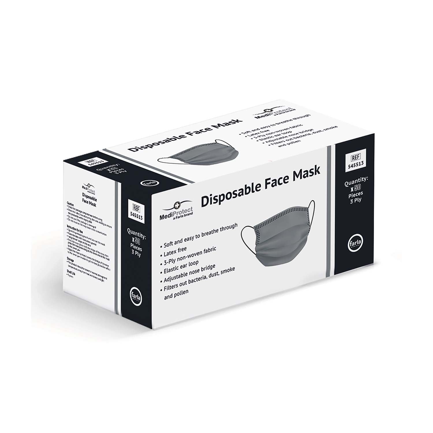 MediProtect Disposable Medical Face Mask | Black | Non-Sterile | Singl
