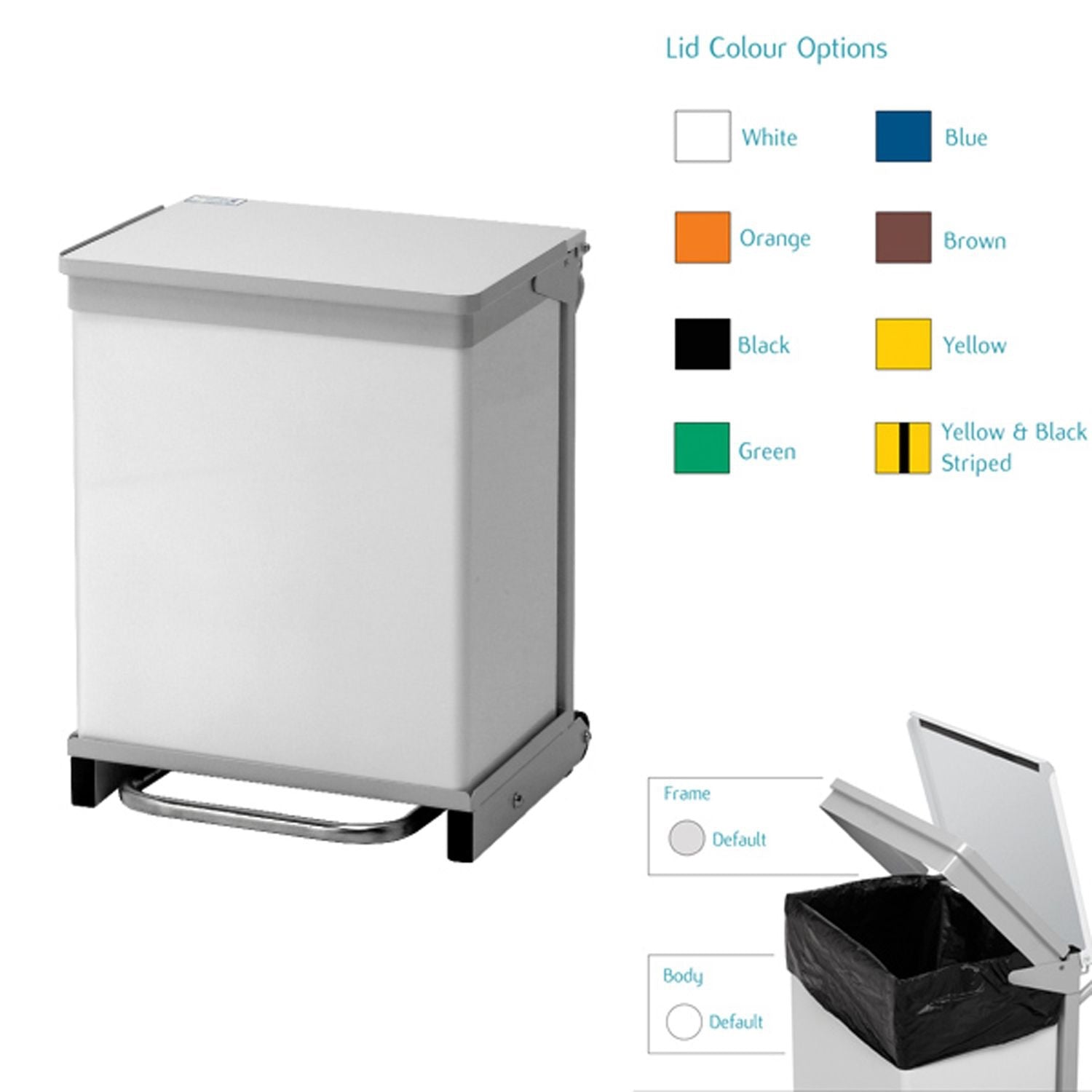 Bristol Maid Bin | Hands Free, Rust Free & Silent Closing | Orange Lid