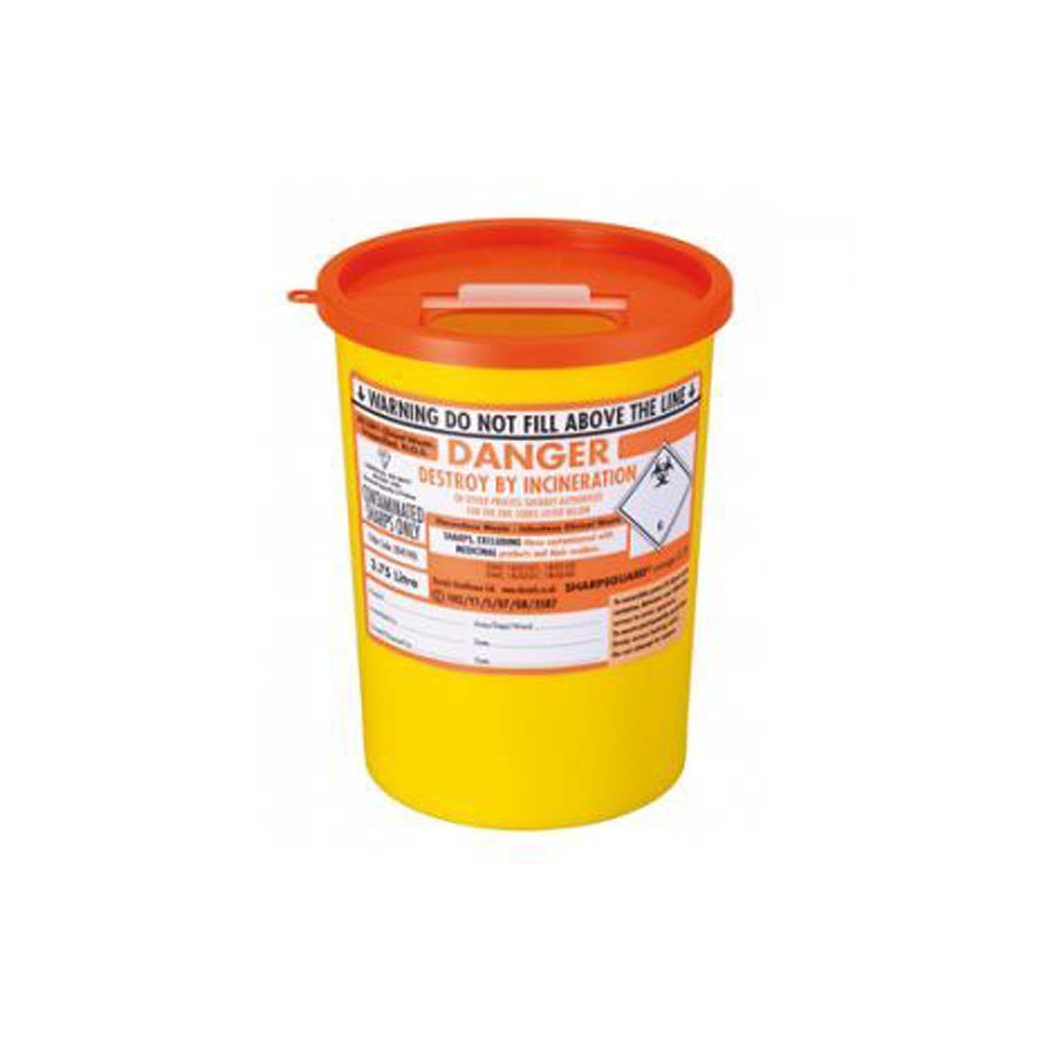 Sharpsguard Sharps Container | 3.75L | Orange Lid